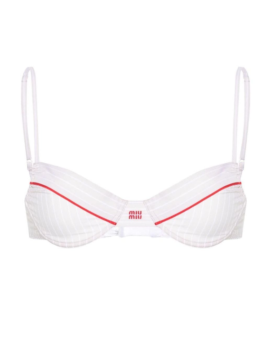 Miu Miu Striped Cotton Balconette Bra in Pink | Lyst