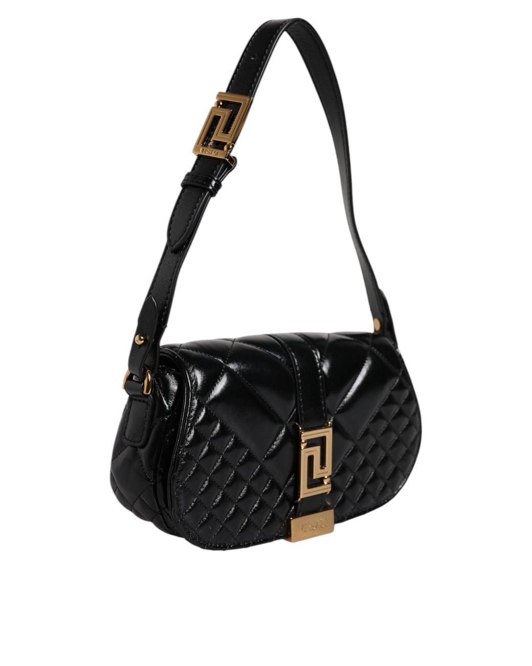 Versace Black Calf Leather Quilted Shoulder Strap Bag for Men | Lyst