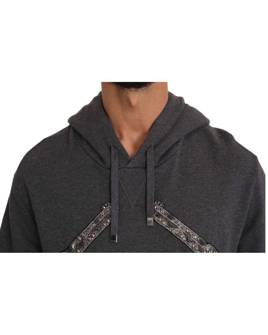 Dolce & Gabbana Hooded Crystal Heart Gun Sweater in Black for Men | Lyst