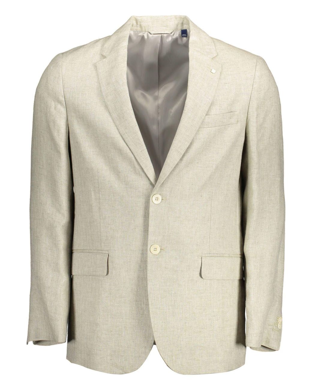GANT Linen Classic Jacket With Logo Detailing in Natural for Men | Lyst