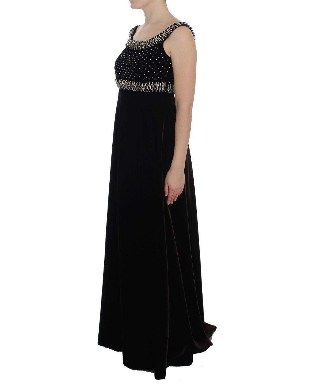Dolce & Gabbana Velvet Crystal Sheath Gown Dress in Black | Lyst