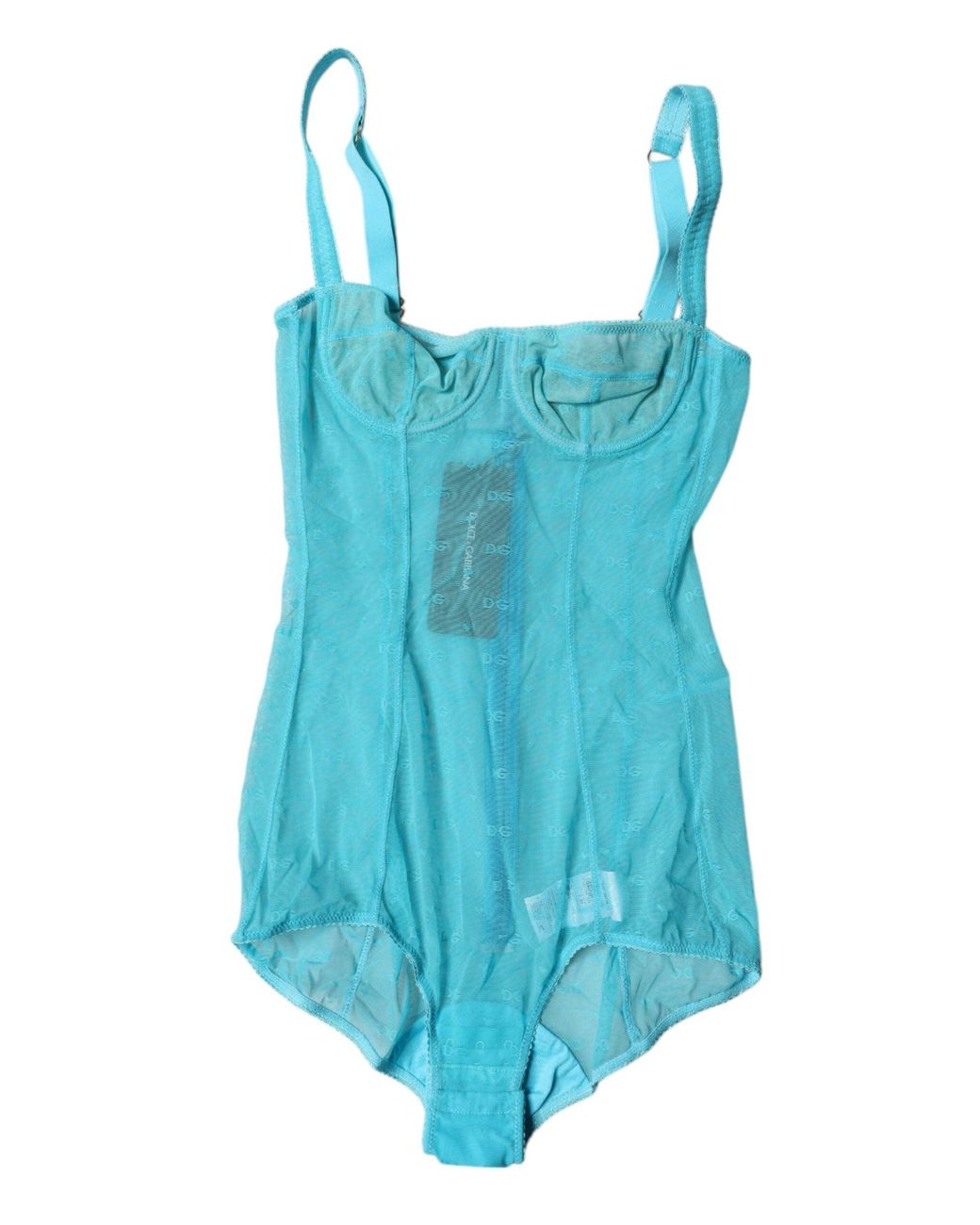 Dolce & Gabbana Mesh Bodysuit Scoop Neck in Blue | Lyst