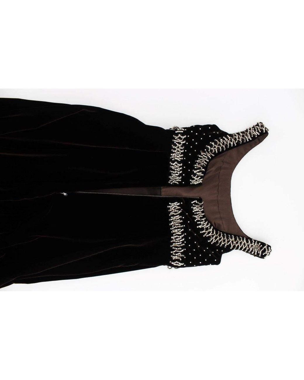 Dolce & Gabbana Velvet Crystal Sheath Gown Dress in Black | Lyst