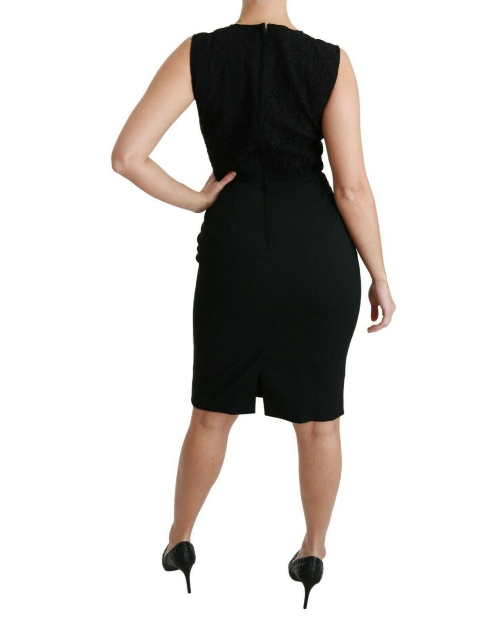 Dolce & Gabbana Elegant Crystal Sheath Knee-Length Dress in Black | Lyst