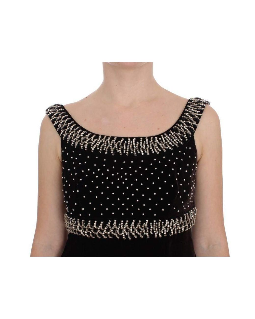 Dolce & Gabbana Velvet Crystal Sheath Gown Dress in Black | Lyst
