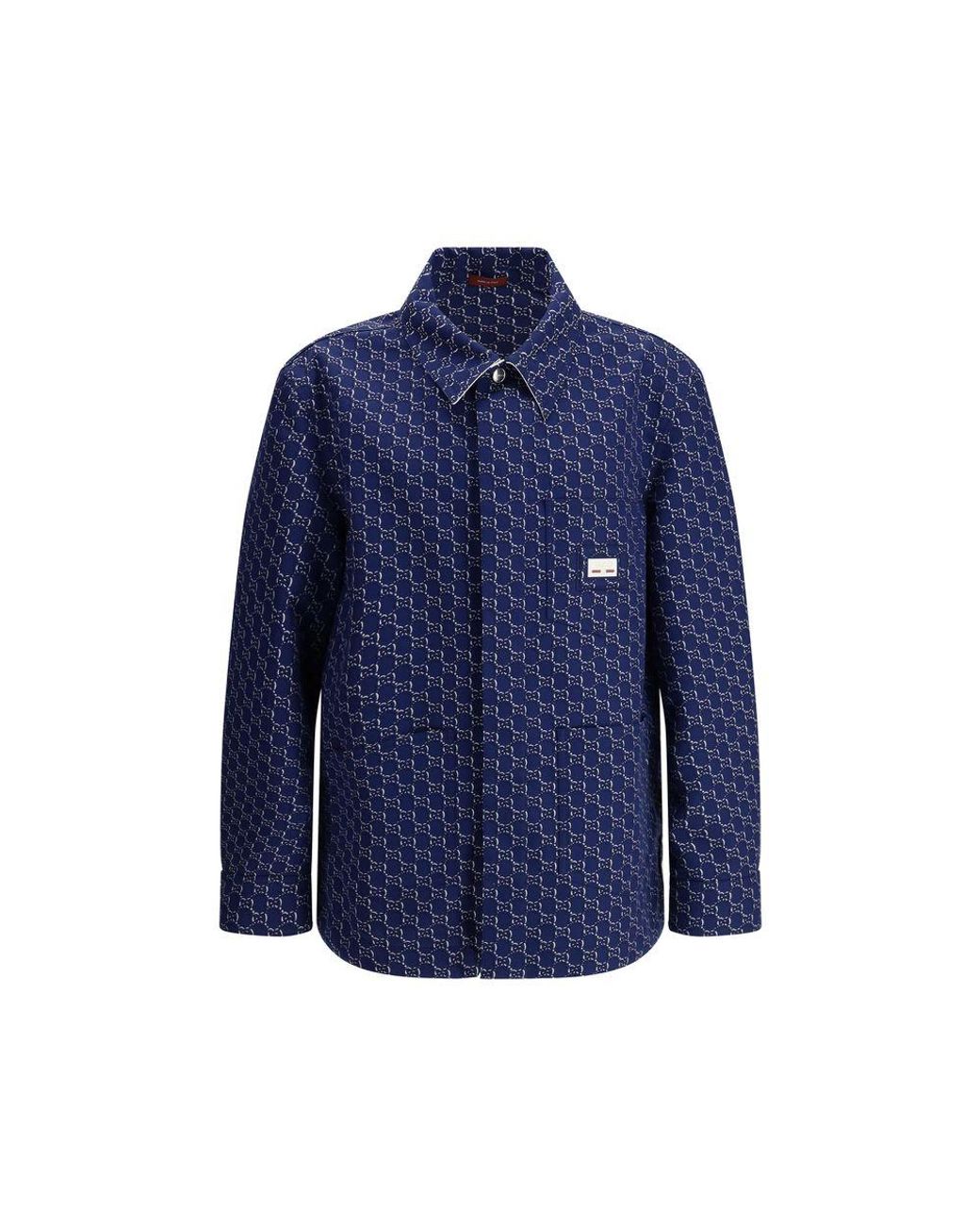 Gucci GG Pattern Jacket in Blue for Men | Lyst UK