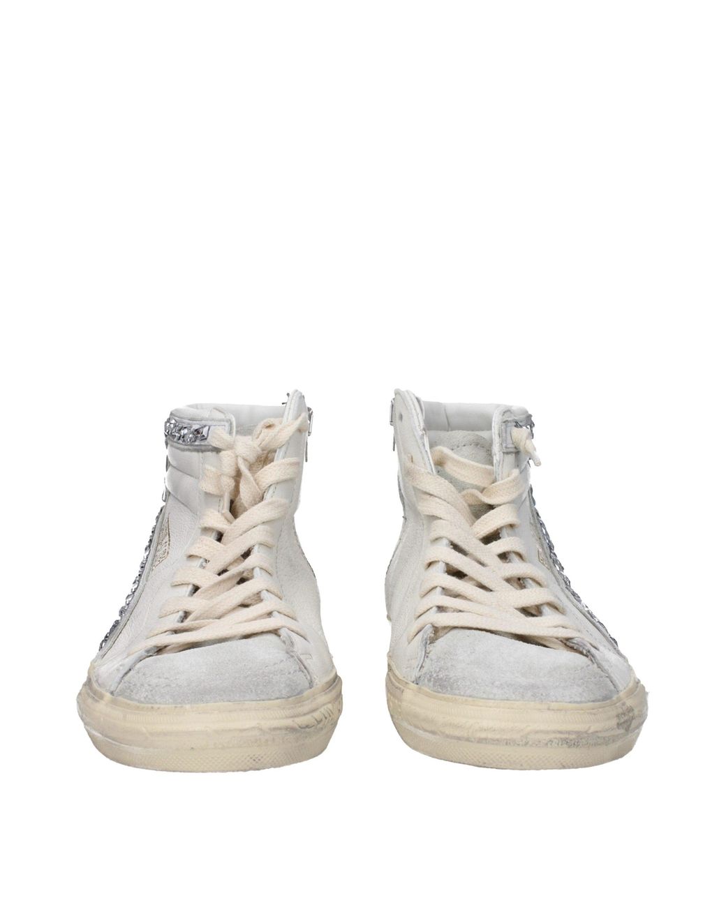 Golden Goose Slide Hightop Sneakers Rhinestones in Gray | Lyst