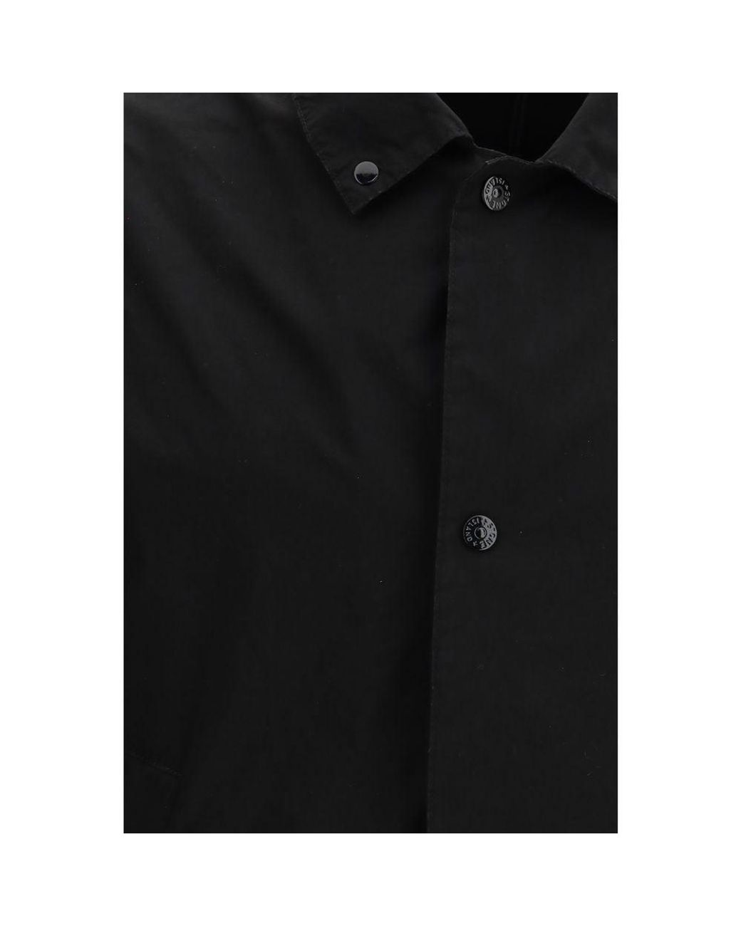 Stone Island Black Polyester Coat for Men | Lyst UK