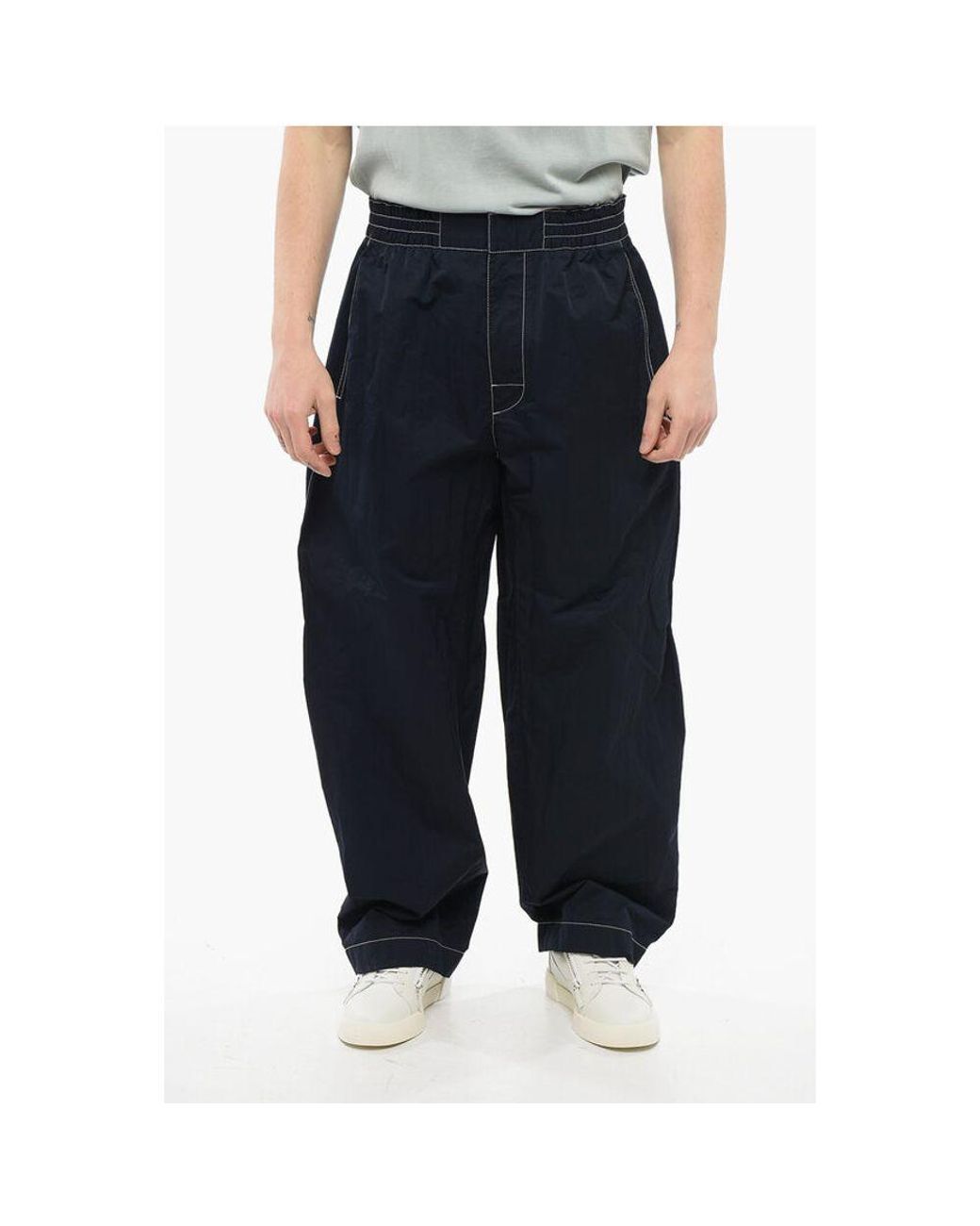 Bottega Veneta Tech Nylon Baggy Pants With Visible Stitchings in Black ...