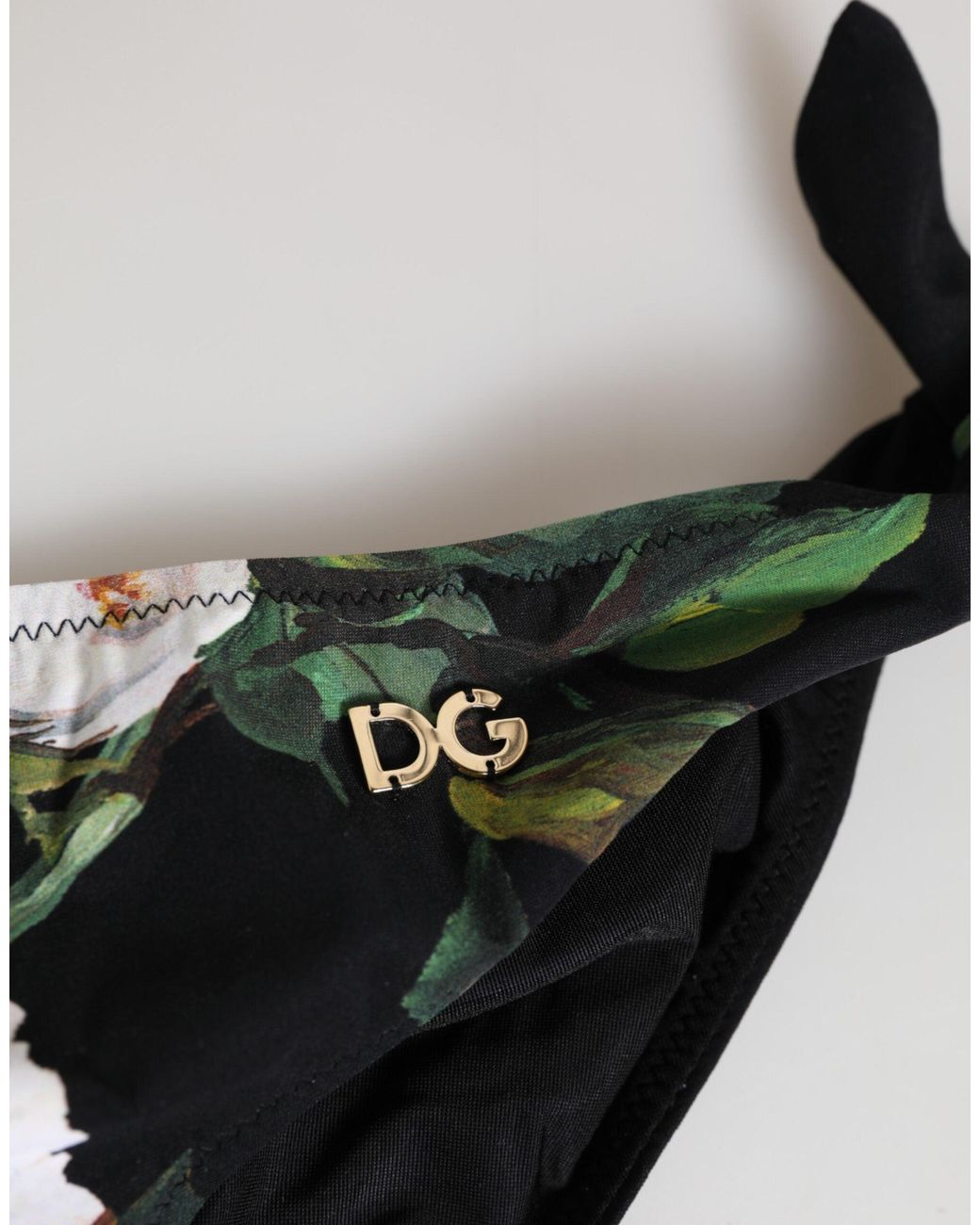 Dolce & Gabbana Black Side Tie Floral Bikini Bottom Swimwear | Lyst