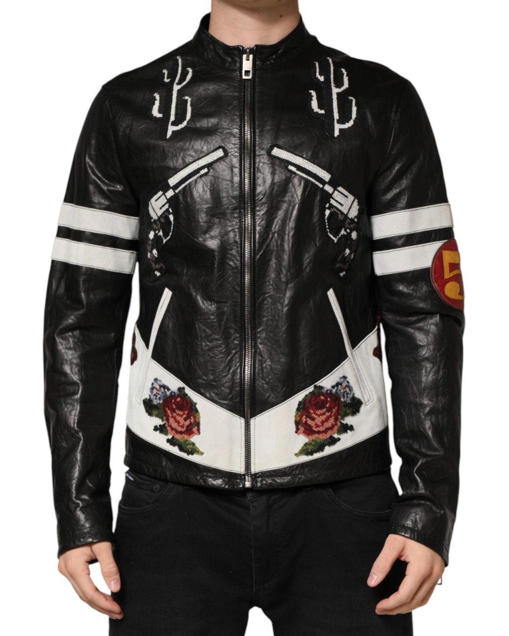 Dolce & Gabbana Black Guns N' Roses Fullzip Men Biker Jacket for Men | Lyst