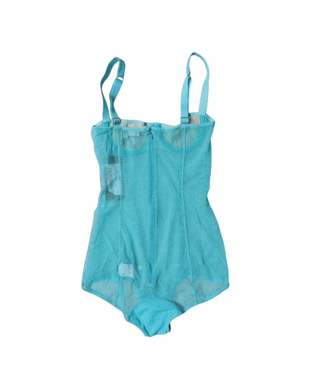 Dolce & Gabbana Mesh Bodysuit Scoop Neck in Blue | Lyst