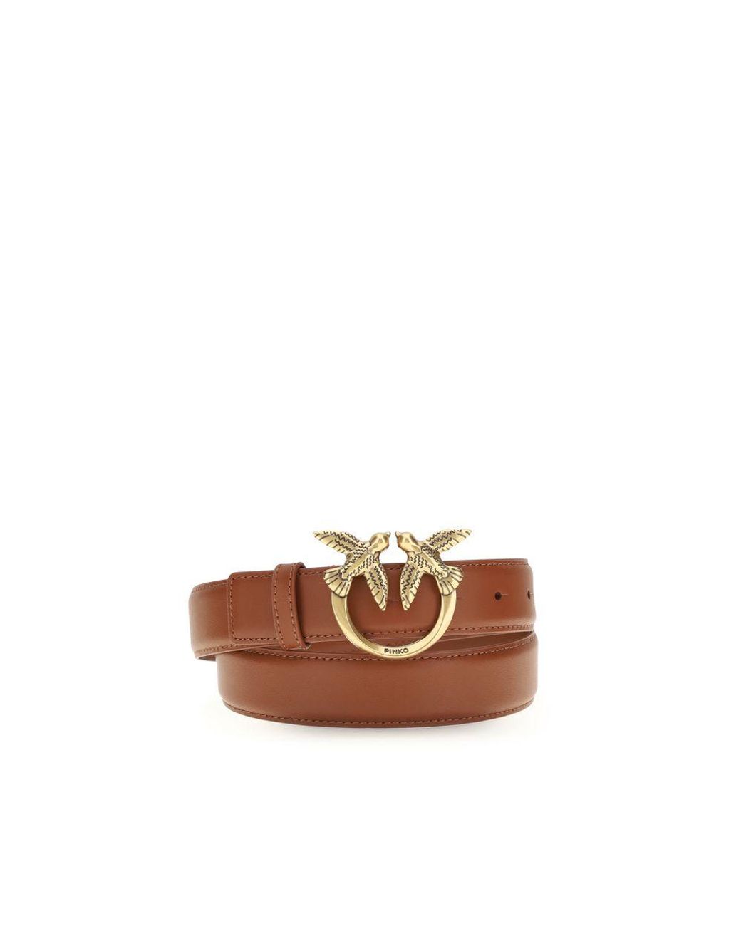 Pinko Brown Calf Leather Bos Taurus Regular Belt | Lyst UK