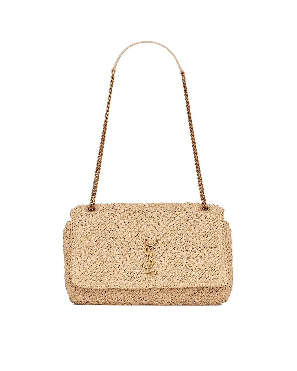 Saint Laurent Jamie Medium Chain Raffia Bag in Natural | Lyst Saint Laurent Jamie Medium Chain Raffia Bag in Natural | Lyst
