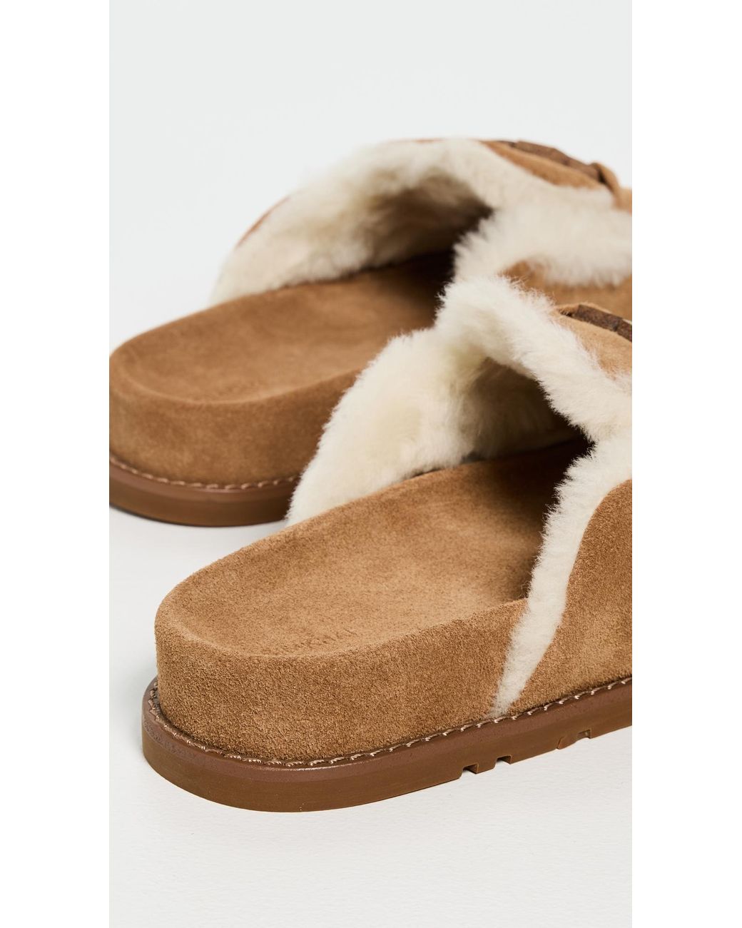 Jonathan Simkhai Mila Suede Shearling Slippers in White | Lyst