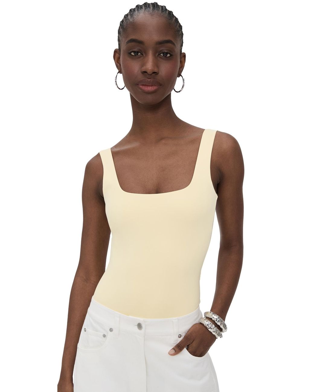 GOOD AMERICAN Scuba Modern Tank Thong Bodysuit in Black | Lyst