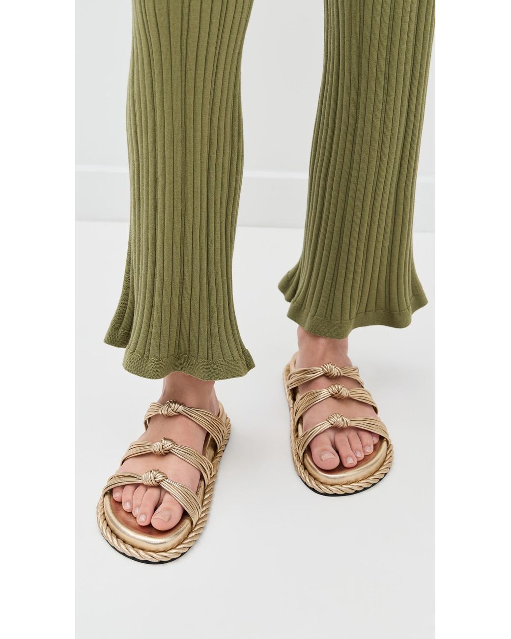FARM Rio Knot Slide Sandals in Metallic | Lyst