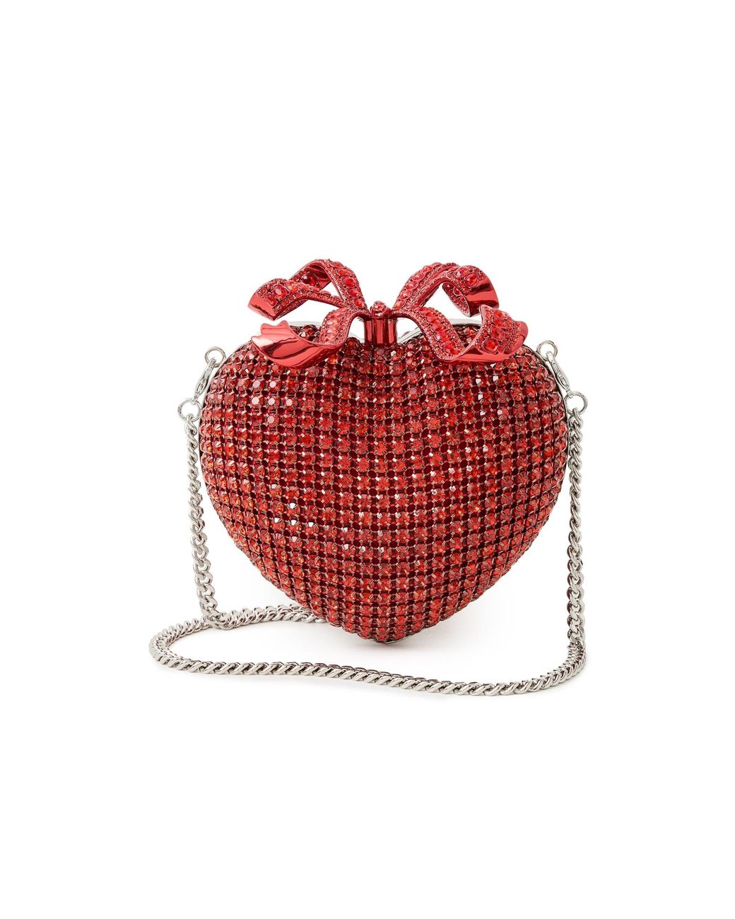 Self-Portrait Red Crystal Heart Clutch | Lyst