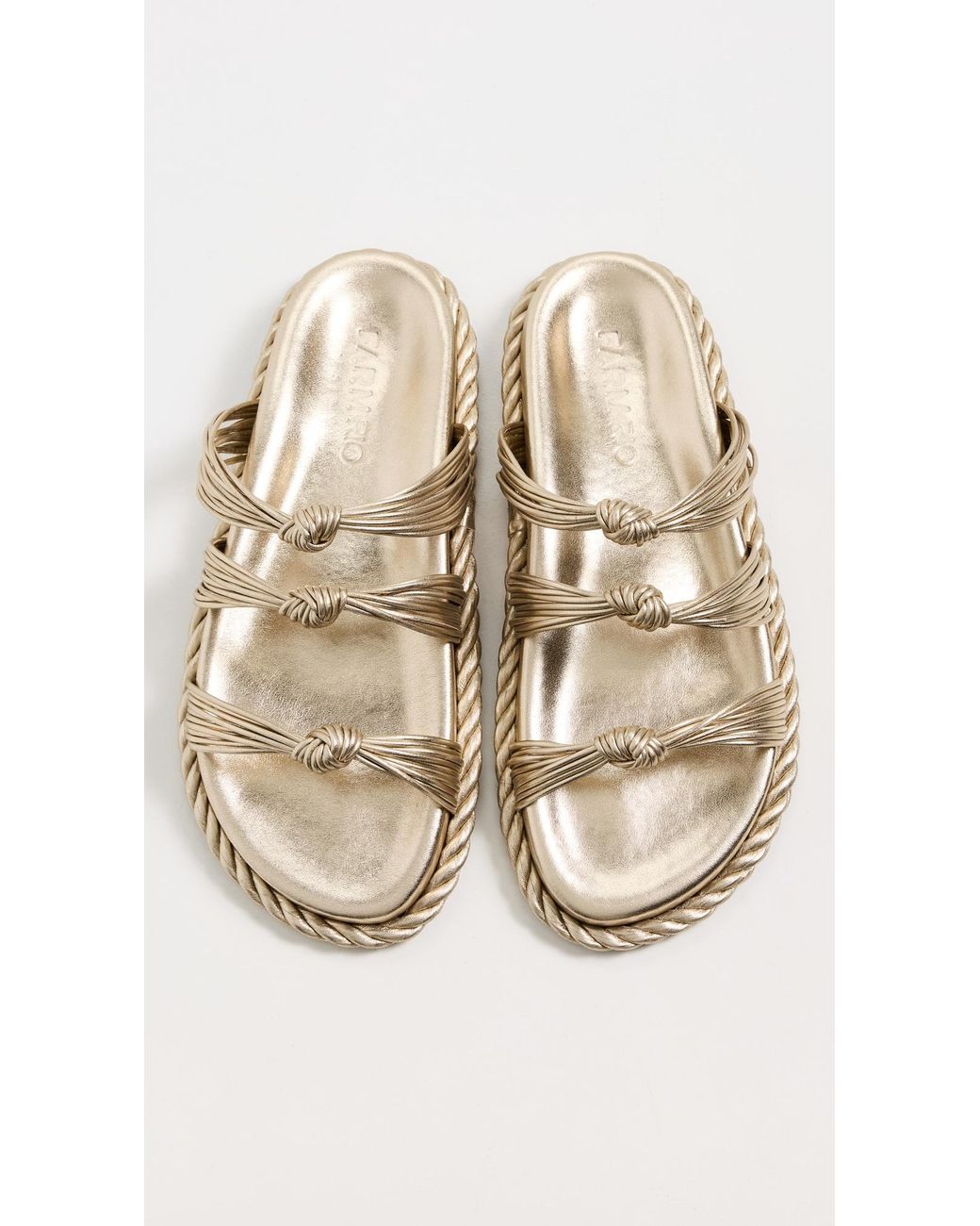 FARM Rio Knot Slide Sandals in Metallic | Lyst