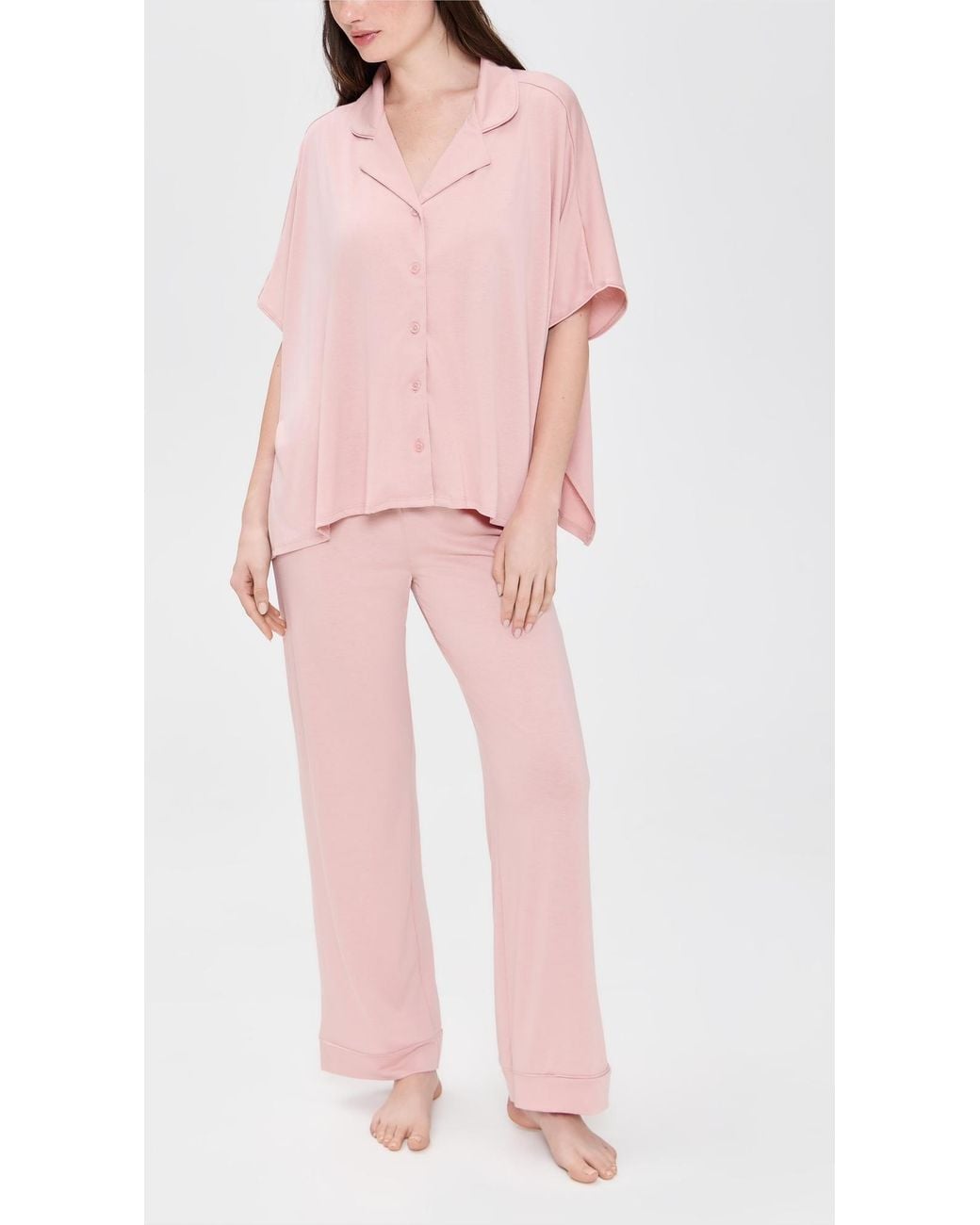 Flora Nikrooz Solid Knit Caftan Pajama Set in Pink | Lyst