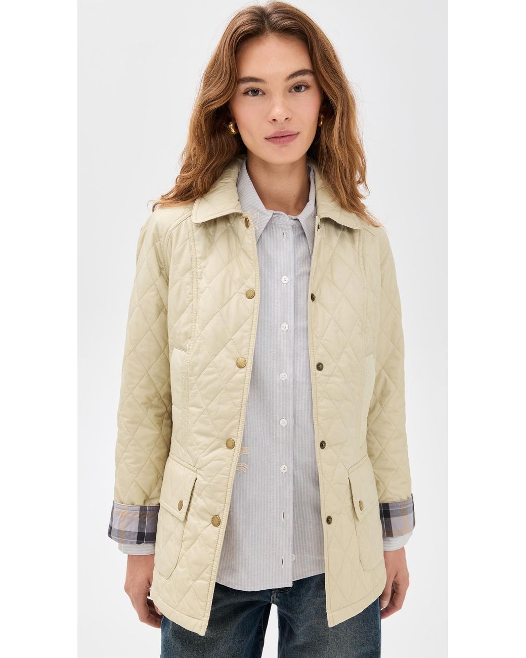 Barbour Beadnell Quilt Barn Jacket in Natural | Lyst