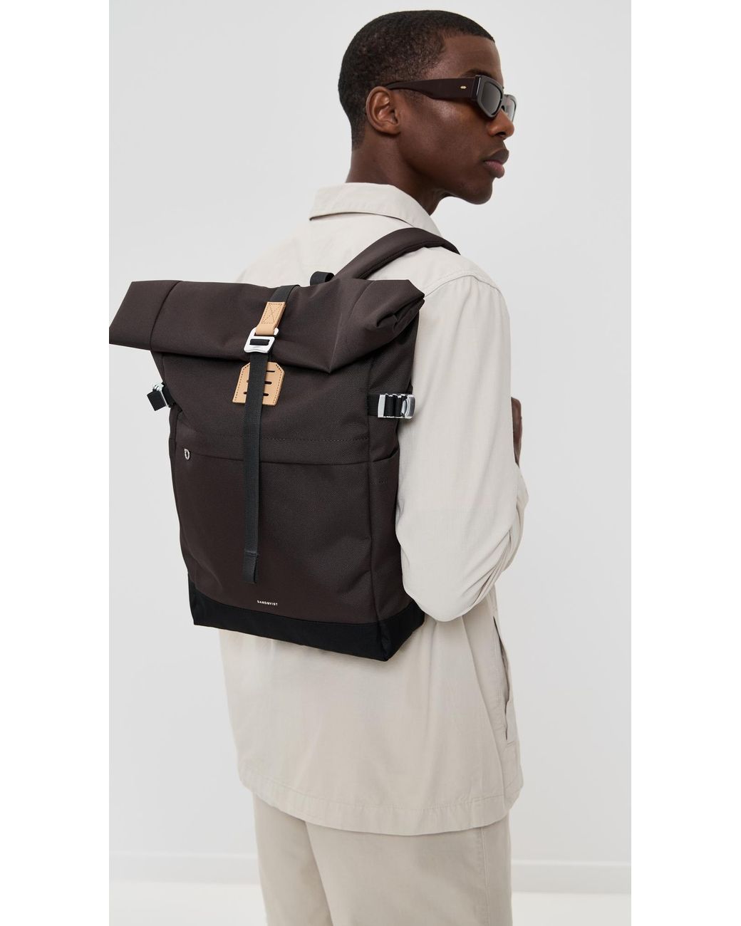 Sandqvist Icon Medium Rolltop Backpack in Black for Men | Lyst