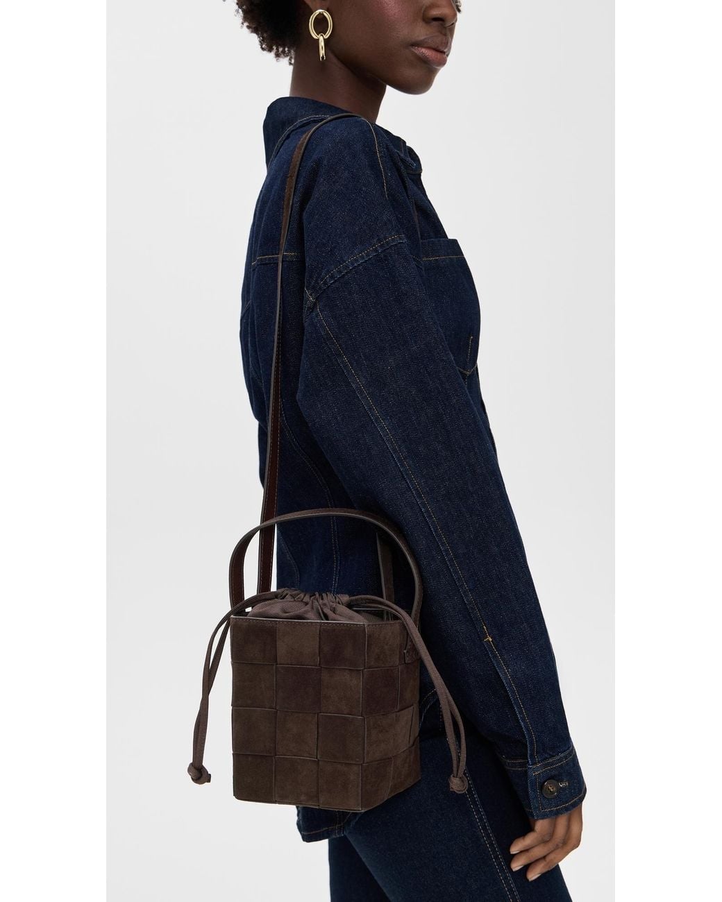 Loeffler Randall Laith Wide Woven Top Handle Bag in Black | Lyst