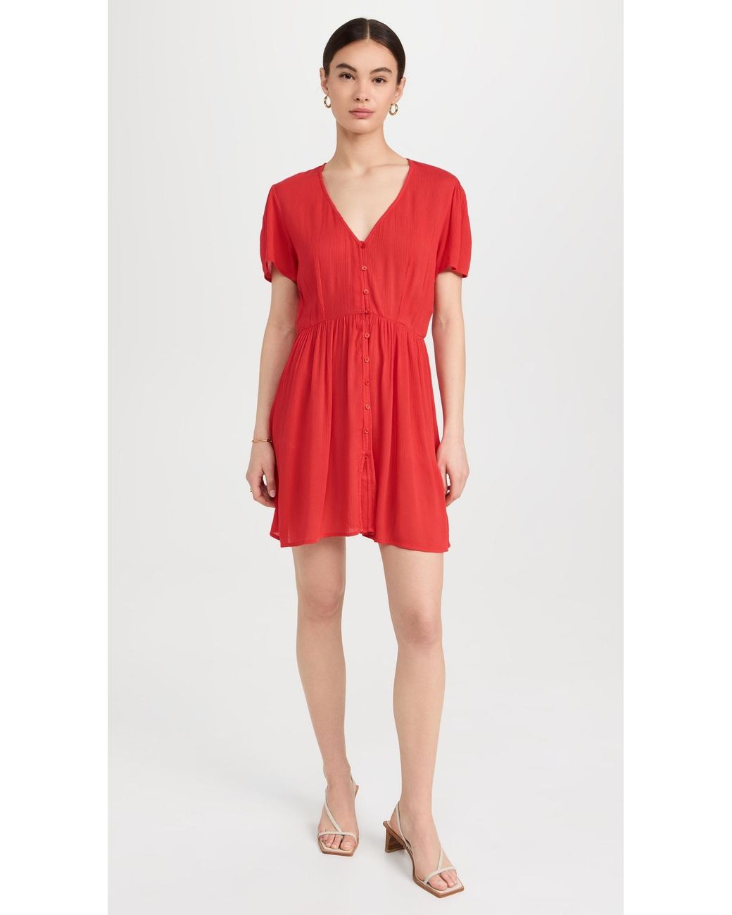 Playa Lucila Button Mini Dress in Red | Lyst