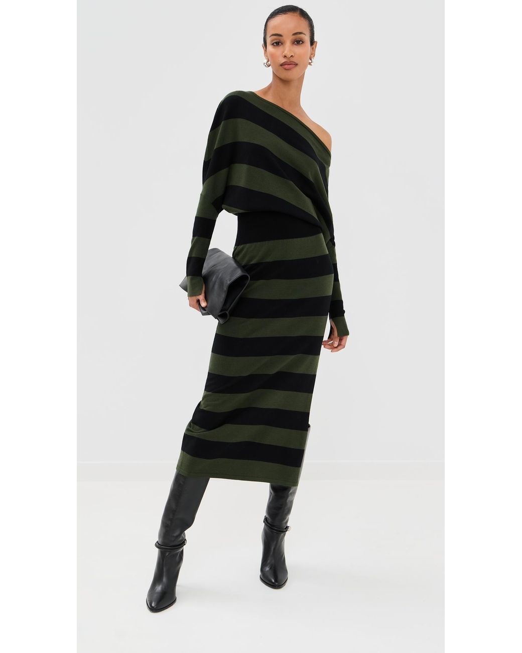 Jonathan Simkhai Janese Off Shoulder Midi Dress in Black | Lyst
