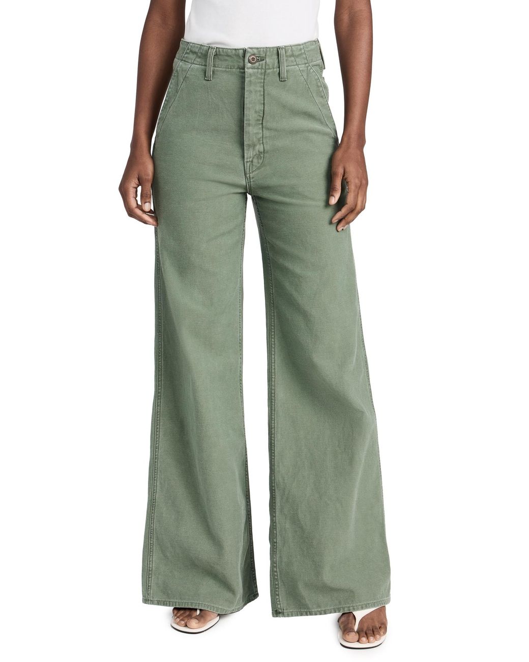 Mother The Major Sneak Roller Pants in Green | Lyst