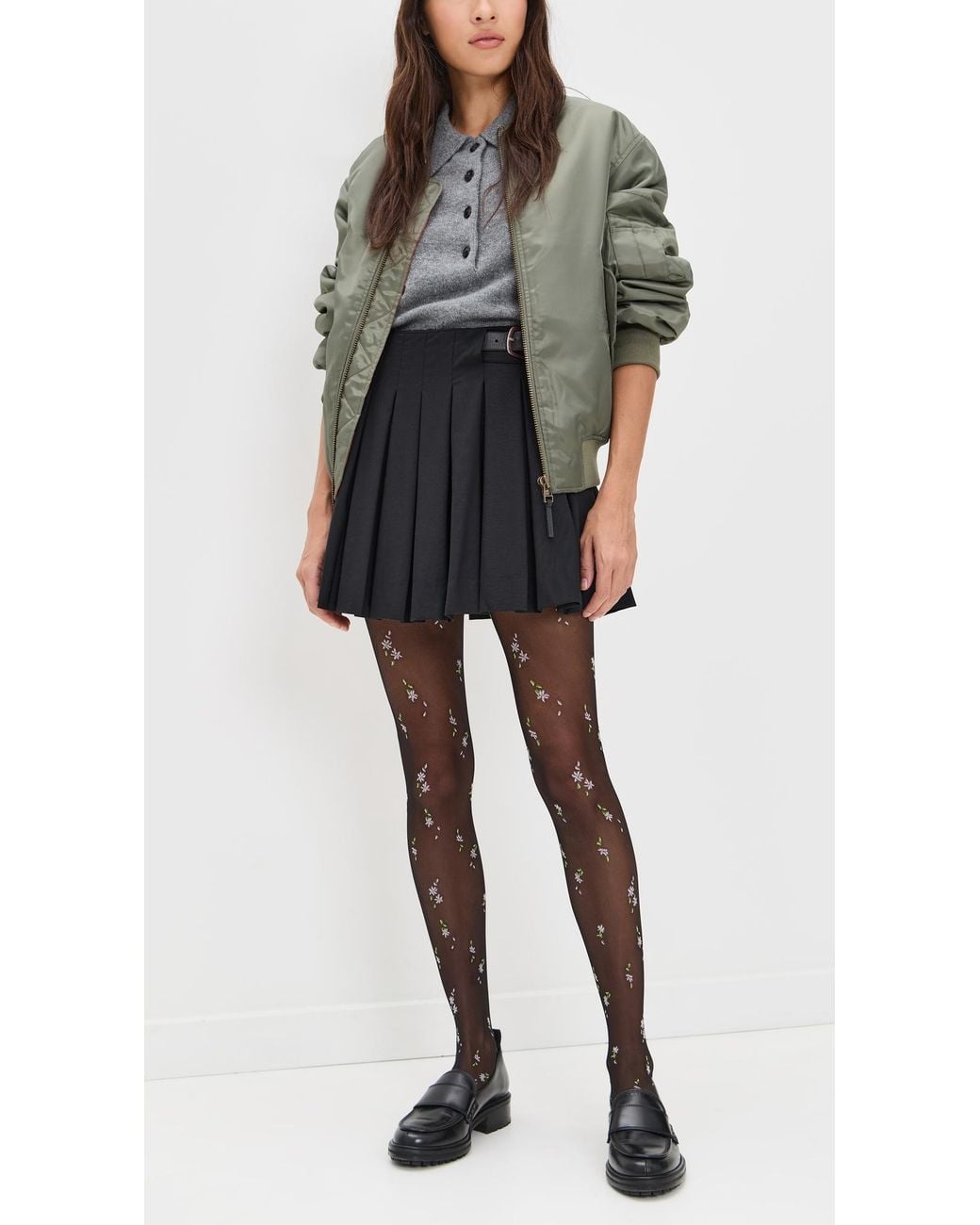 Stems Pretty Flowers Sheer Tights in Black | Lyst