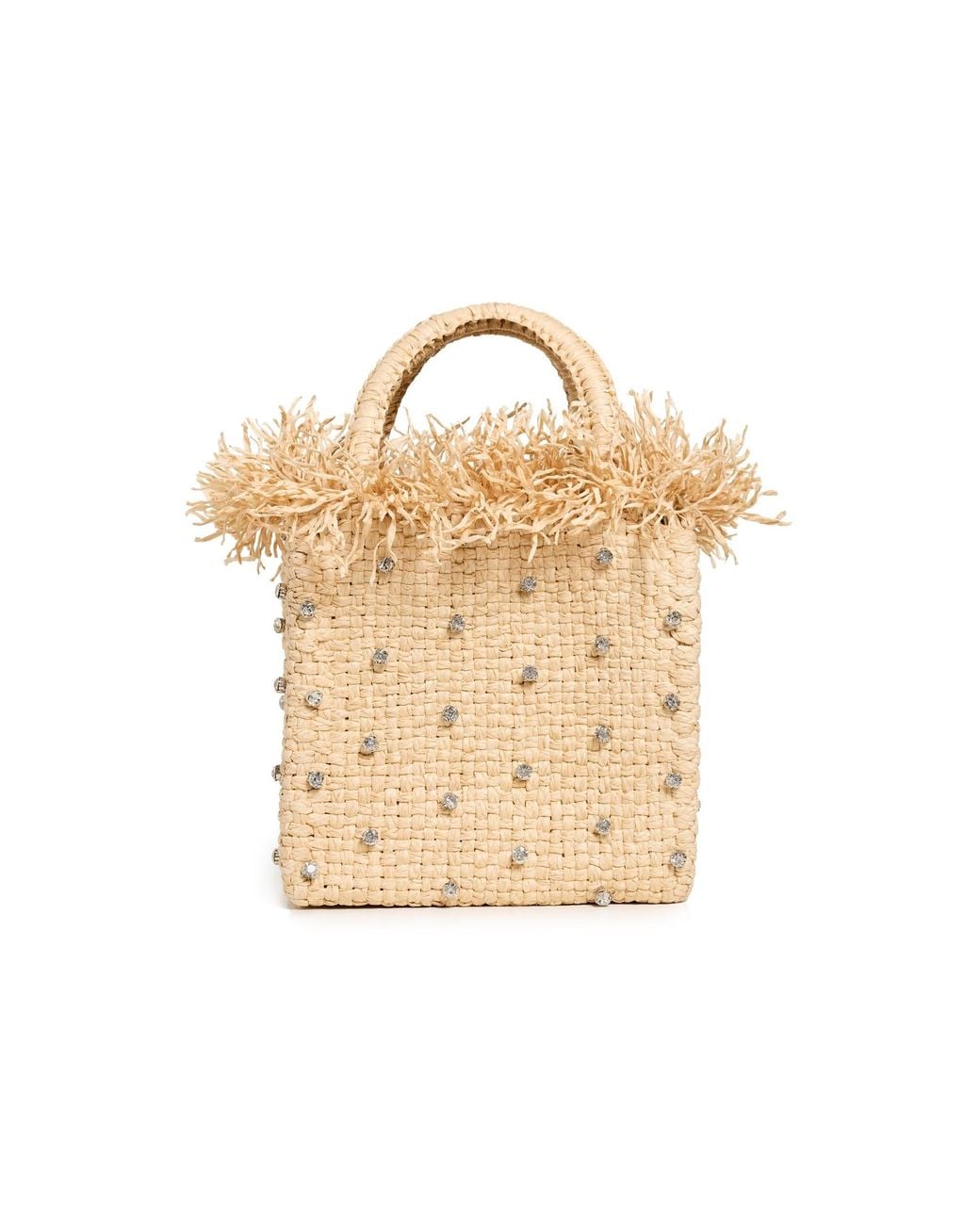 PAMELA MUNSON Check Mate Mini Sparkle Bag in Natural | Lyst