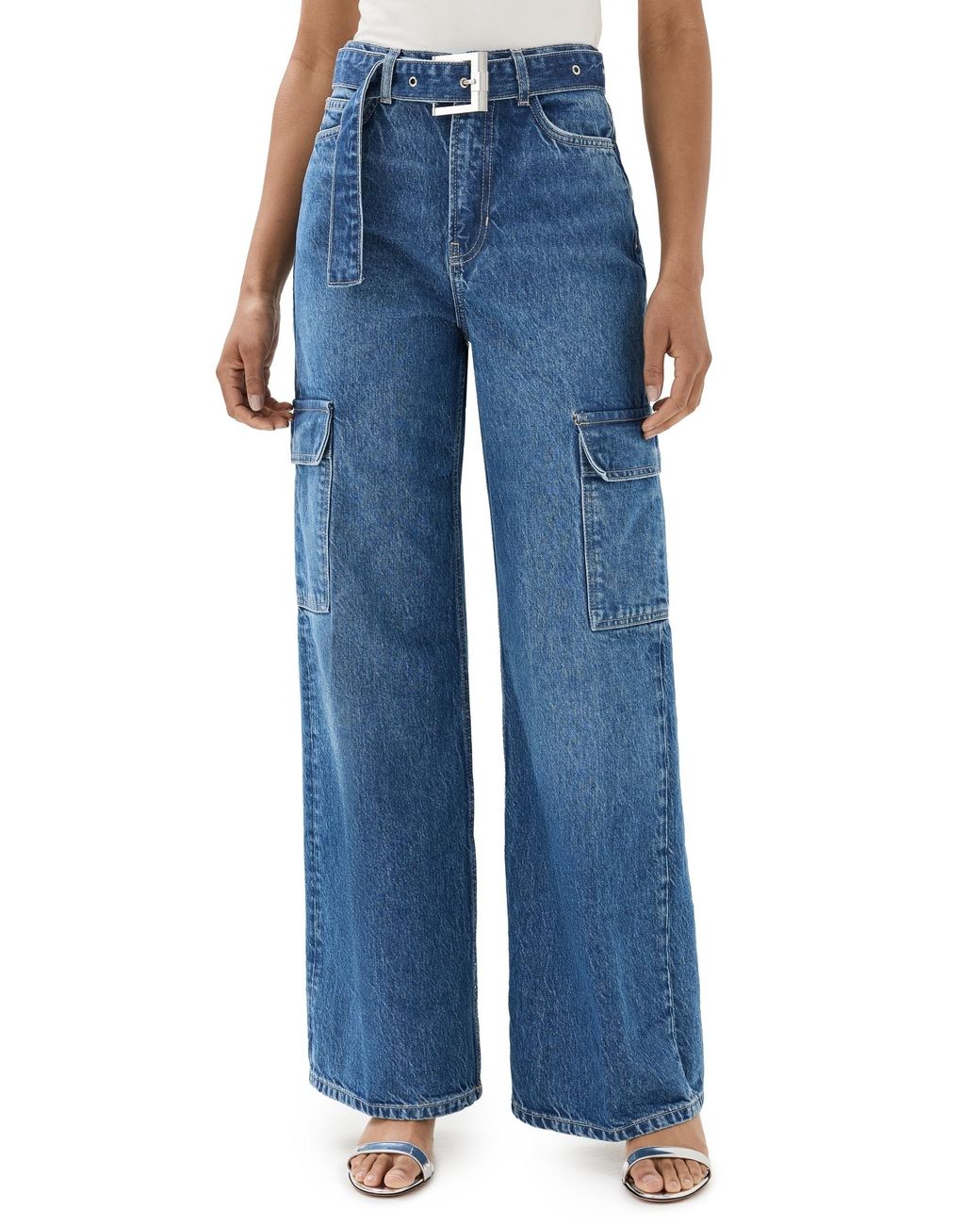 Reformation Cary Belted Cargo High Rise Slouchy Jeans in Blue | Lyst