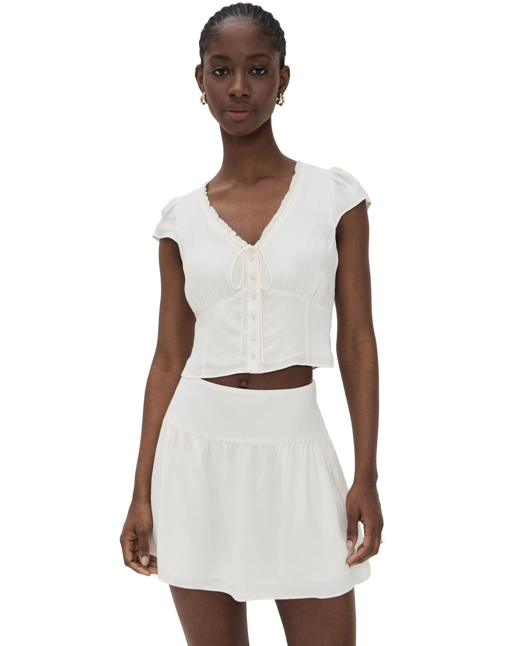 Reformation Dorothea Two Piece Crepe Set in White | Lyst