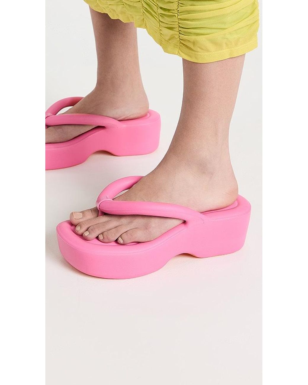 Neon Pink Platform Flip Flops
