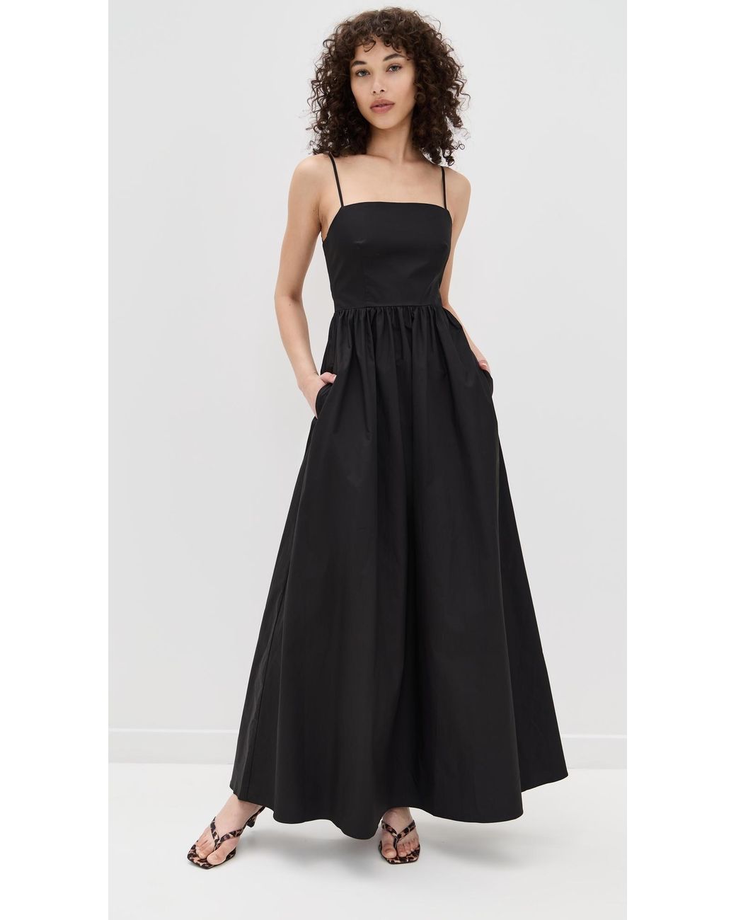 Susana Monaco Poplin Lace Up String Maxi Dress in Black | Lyst