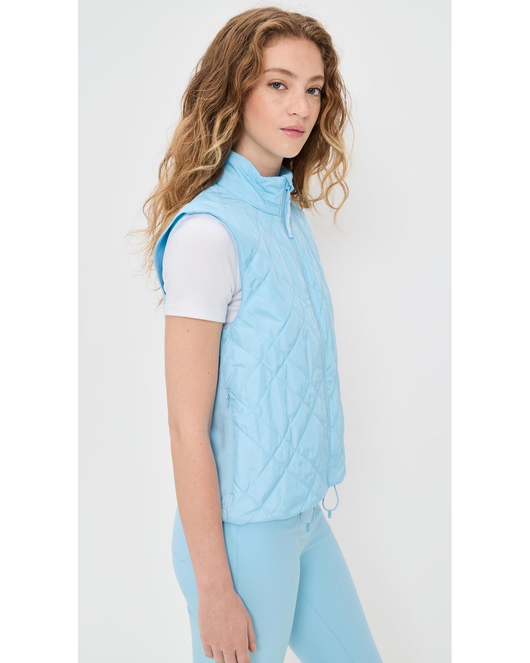 Ralph Lauren Tech Terry Quilted Hybrid Full-Zip Vest in Blue | Lyst