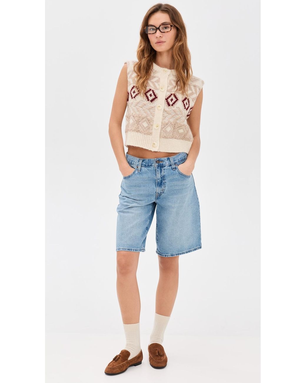 Le Jean Fair Isle Vest in Blue | Lyst