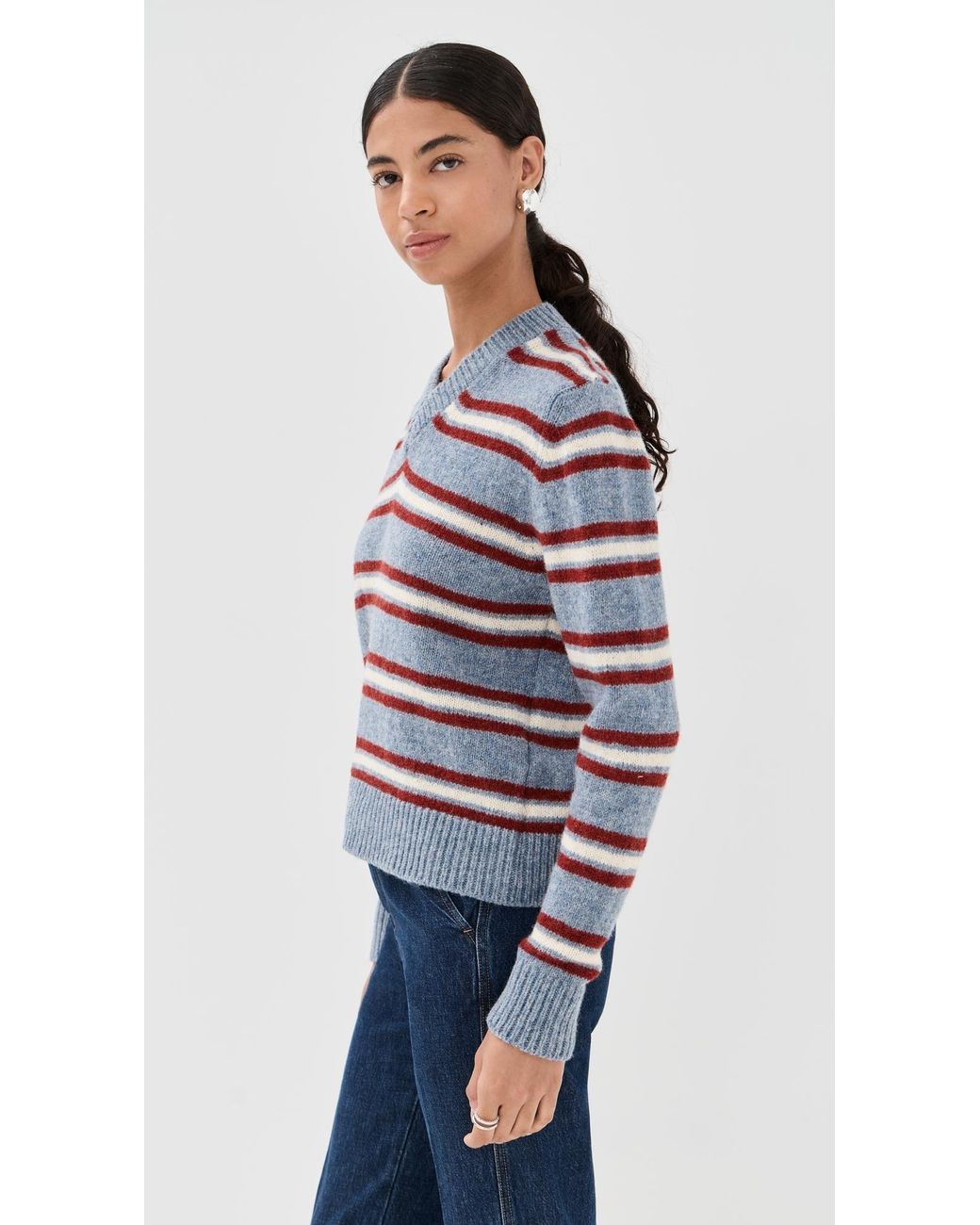 &Daughter Shetland Stripe V Neck in Blue | Lyst