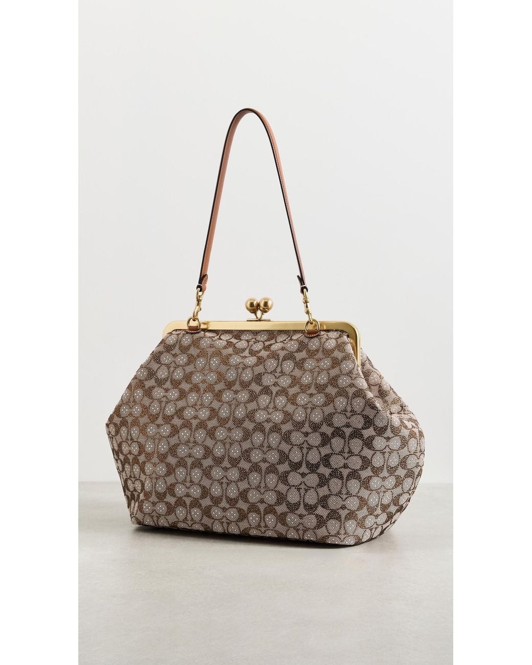 COACH Crystal Signature Jacquard Large Kisslock Bag | Lyst