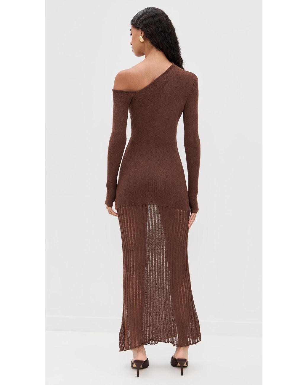 Seven Wonders Greta One Shoulder Knit Maxi Dress in Brown | Lyst
