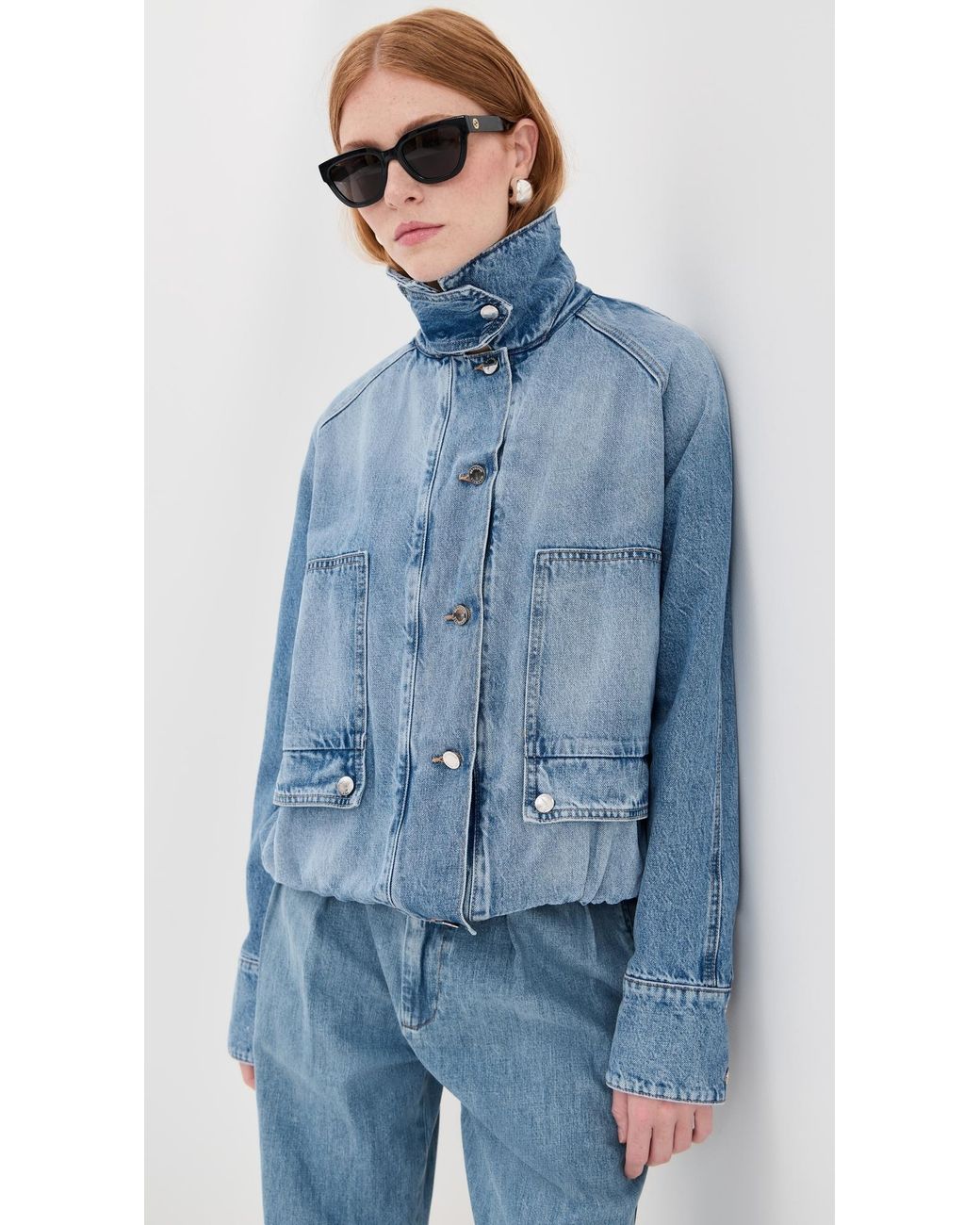 Brandon Maxwell The Harper Balloon Jacket With Drawcord Hem in Blue | Lyst