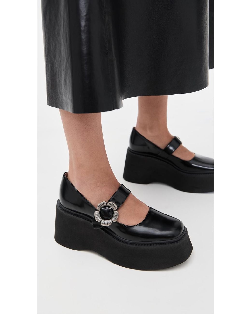 COACH Tea Rose Platform Mary Janes Loafer in Black | Lyst