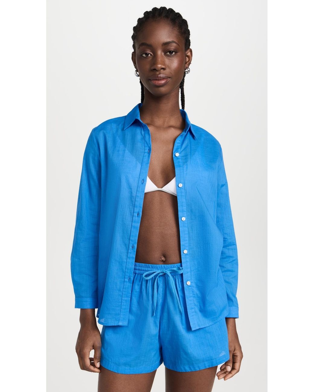 Playa Lucila Button Down Shirt in Blue | Lyst