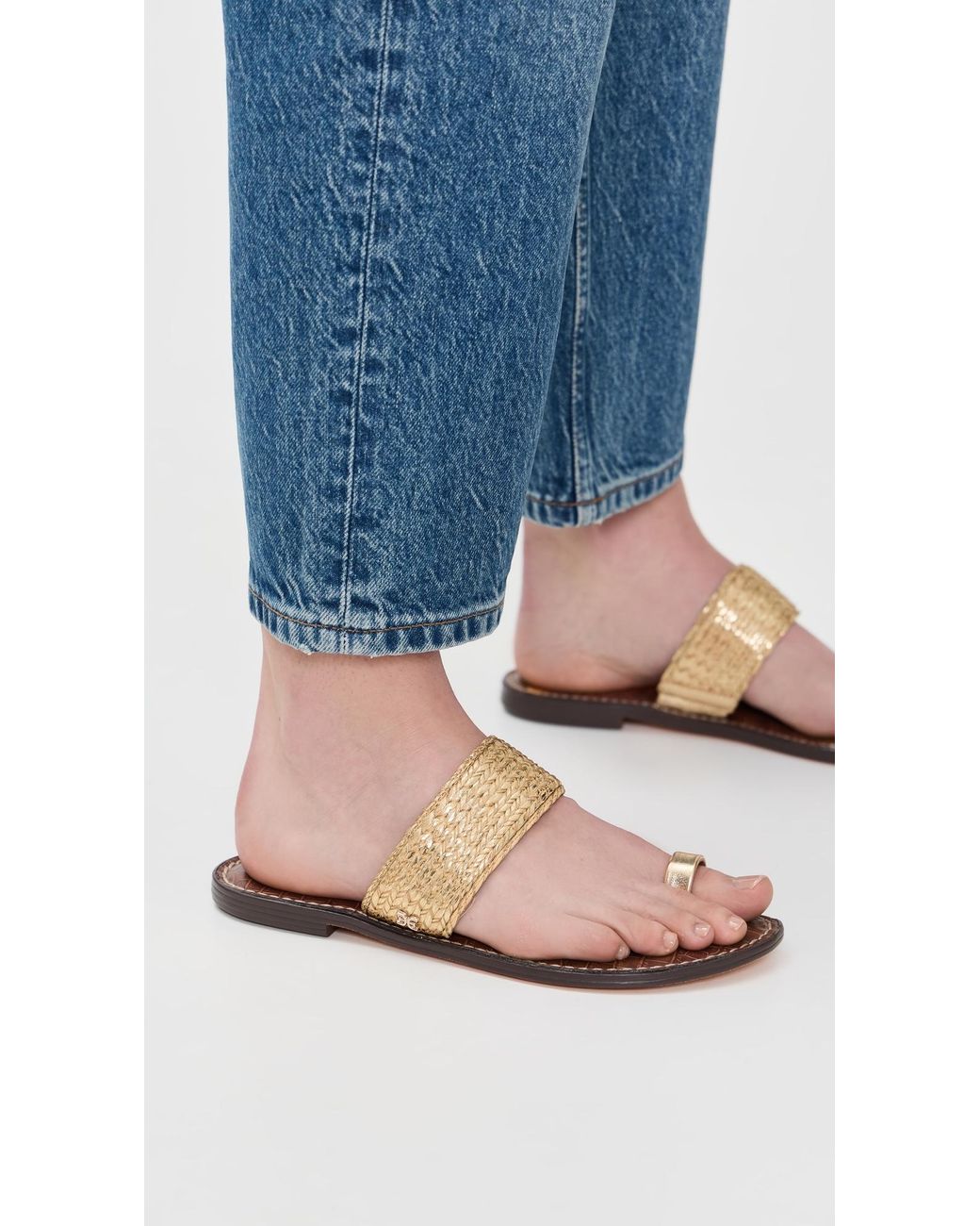 Sam Edelman Gemini Flat Sandal in White | Lyst