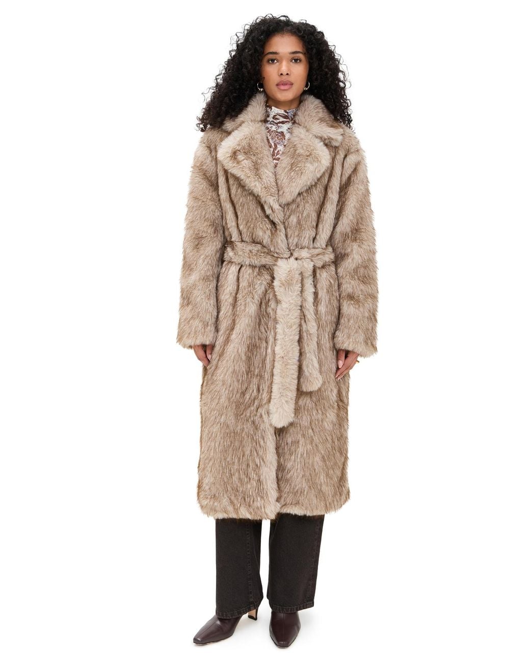 Bailey Rose Long Fur Coat in Natural | Lyst
