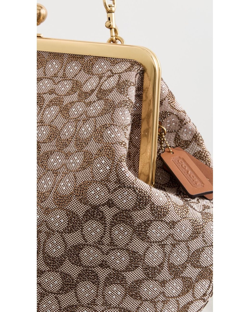 COACH Crystal Signature Jacquard Large Kisslock Bag | Lyst