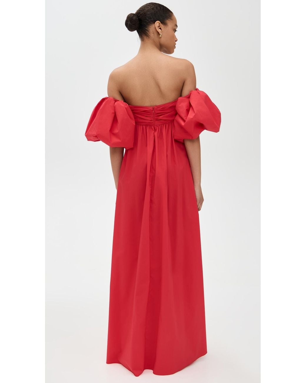 Caroline Constas Emilia Ruched Empire Maxi Dress in Red | Lyst