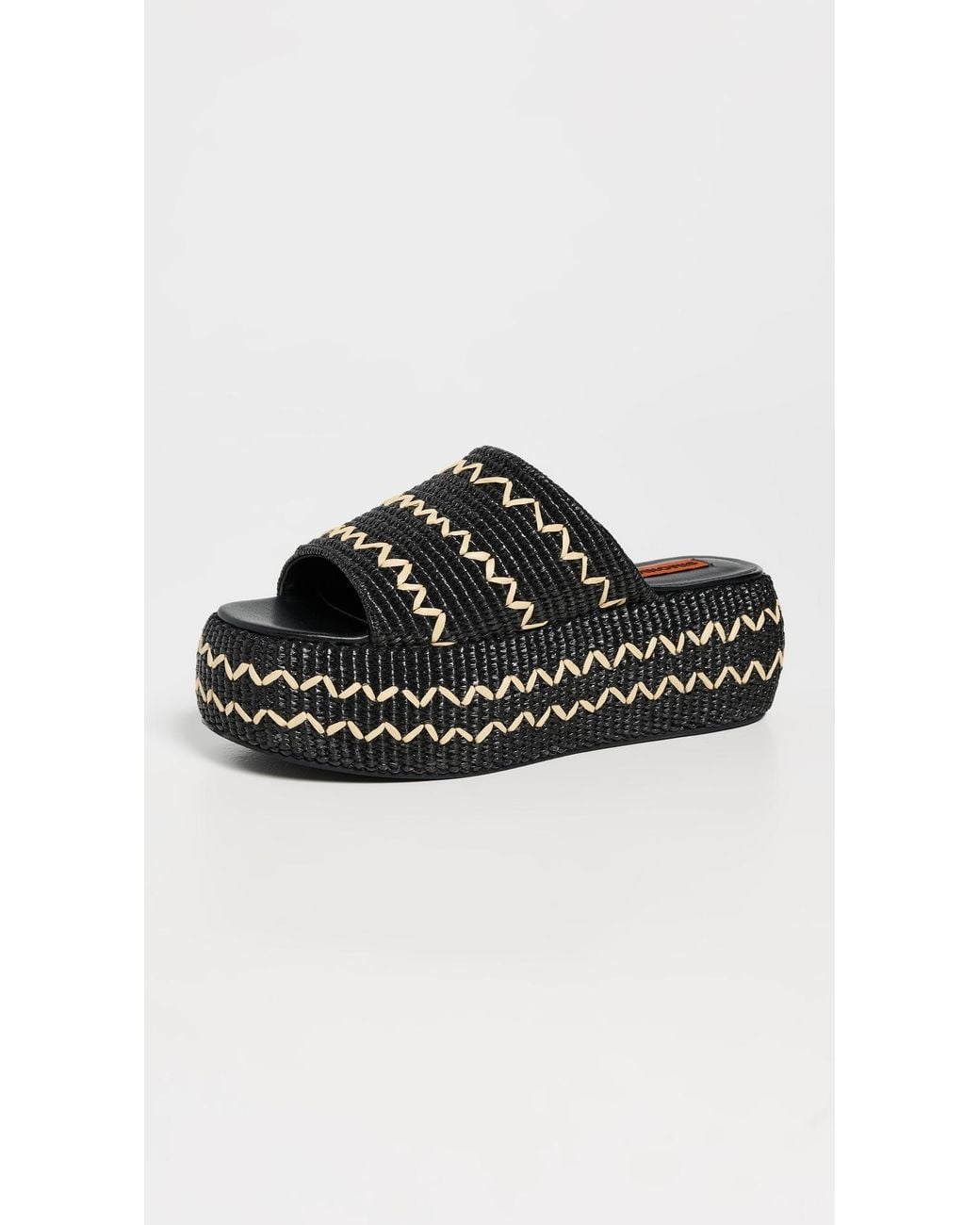 Simon Miller Zig Zag Raffia Cloudy Platform Sandals in Black | Lyst