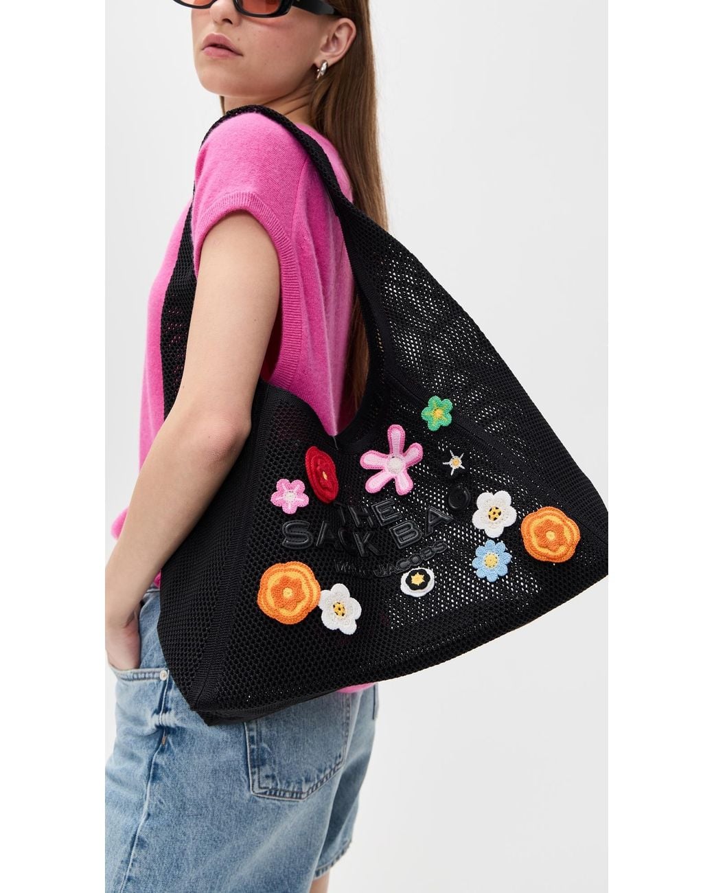 Marc Jacobs The Daisy Crochet Sack Bag in Black | Lyst